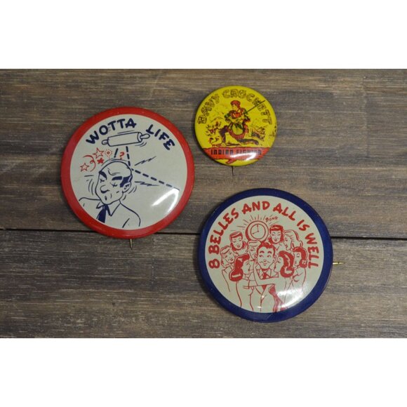 Accents | Vintage Well Wotta Life Crockett Fighter Pin Lot Of 3 Various ...